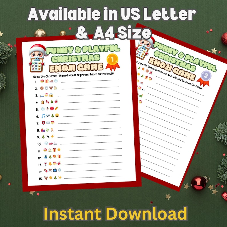 Funny & Playful Christmas Emoji Game, Christmas Emoji Pictionary Game ...
