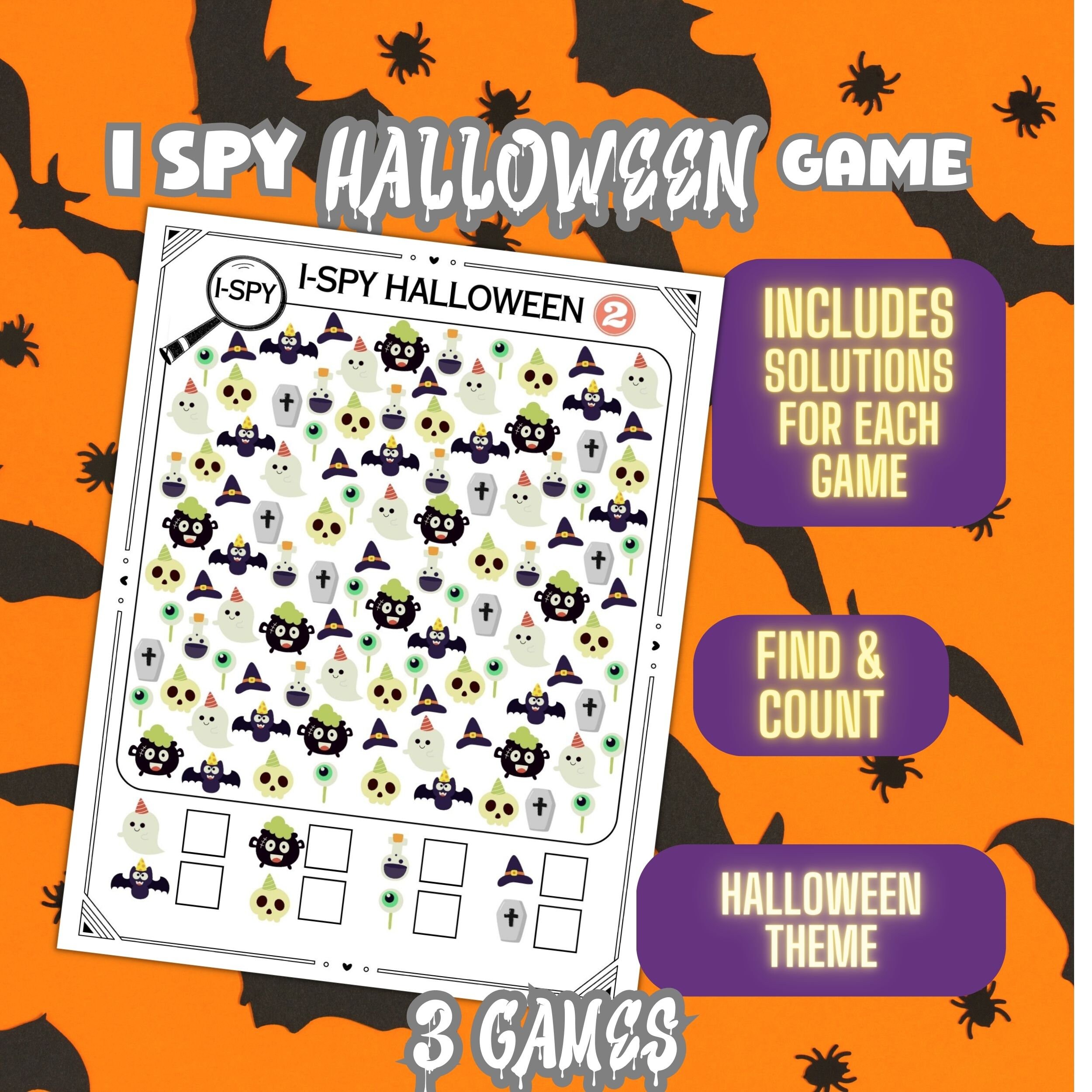 I-spy Halloween Halloween Illustration Games I Spy Worksheet - Etsy