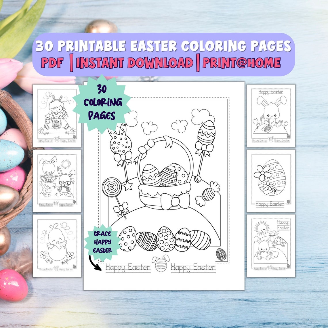 30 Easter Coloring Pages, Printable Easter Colouring Pages for Kids ...