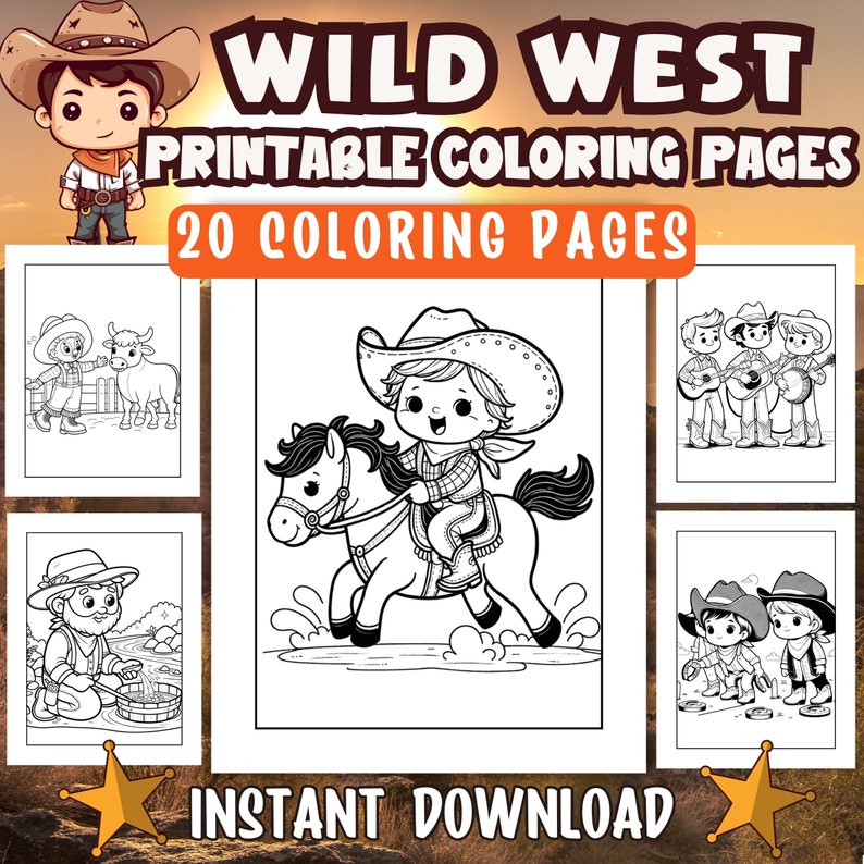 Wild West Coloring Pages, Printable Cowboy Colouring Sheets, Kids ...