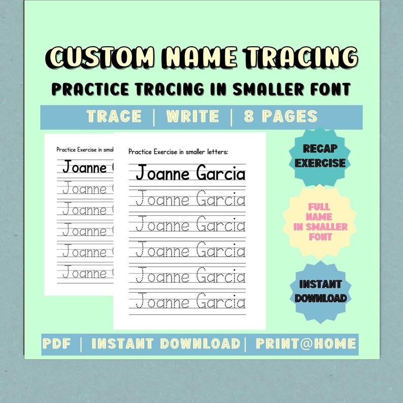 Custom Name Tracing Worksheet, Handwriting Practice, Personalized Name ...