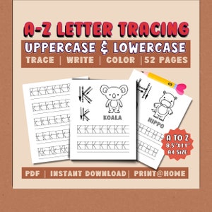 Alphabet Tracing Uppercase & Lowercase Practice Worksheets, Handwriting ...