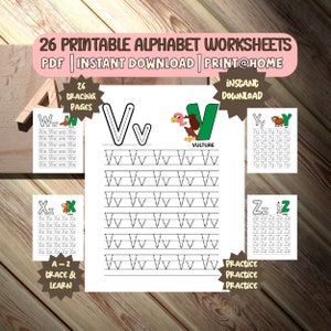 26 Alphabet Worksheets| Handwriting Practice| ABC Trace & Write ...