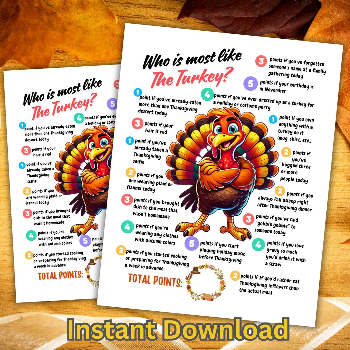 Who is Most Like the Turkey? Printable Thanksgiving Game, Family ...