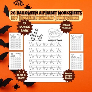 26 Halloween Alphabet Worksheets, Handwriting Practice, ABC Trace ...