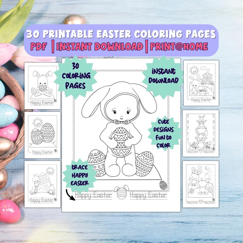 30 Easter Coloring Pages, Printable Easter Colouring Pages for Kids ...