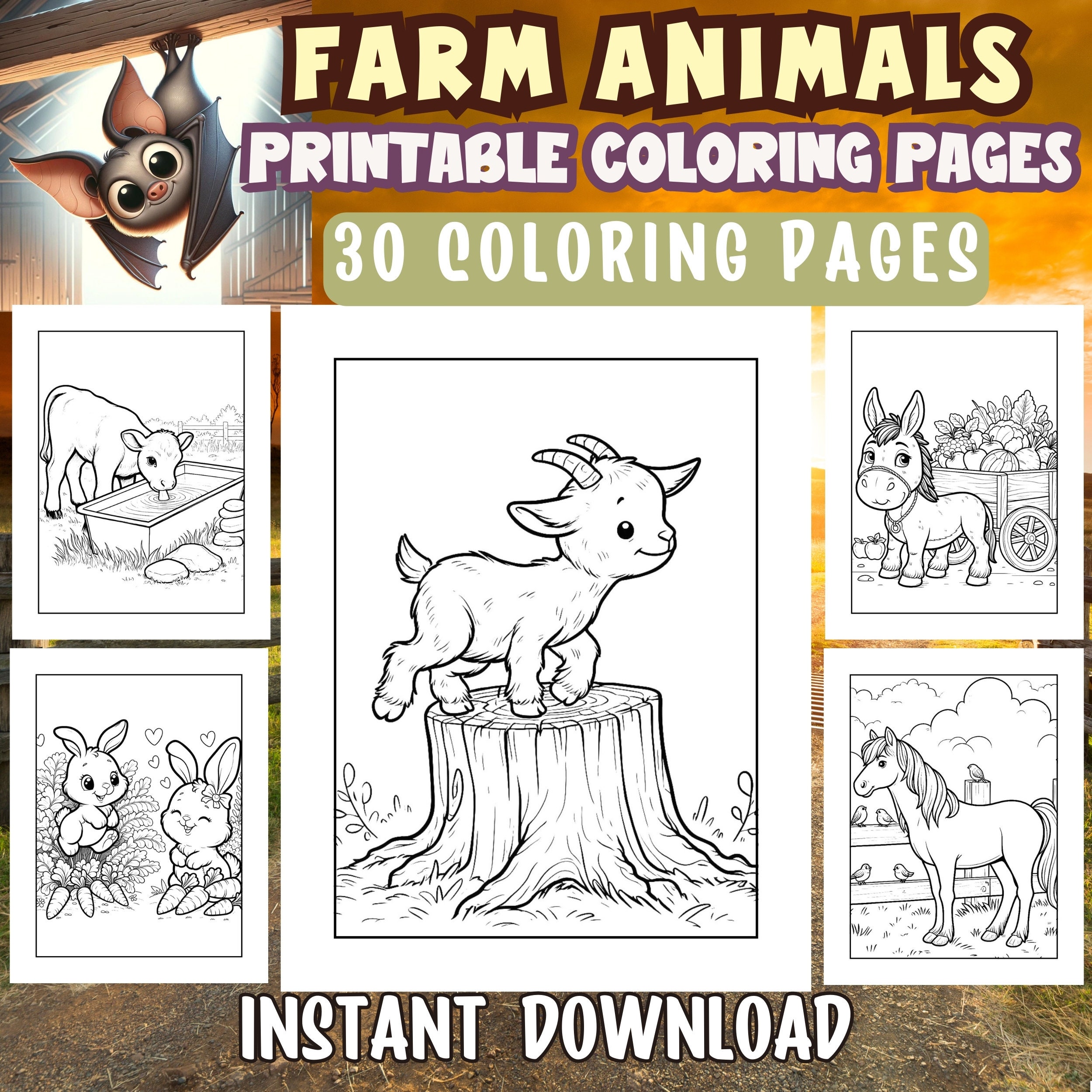 Farm Animals Coloring Pages, Printable Country Animals Coloring Pages ...