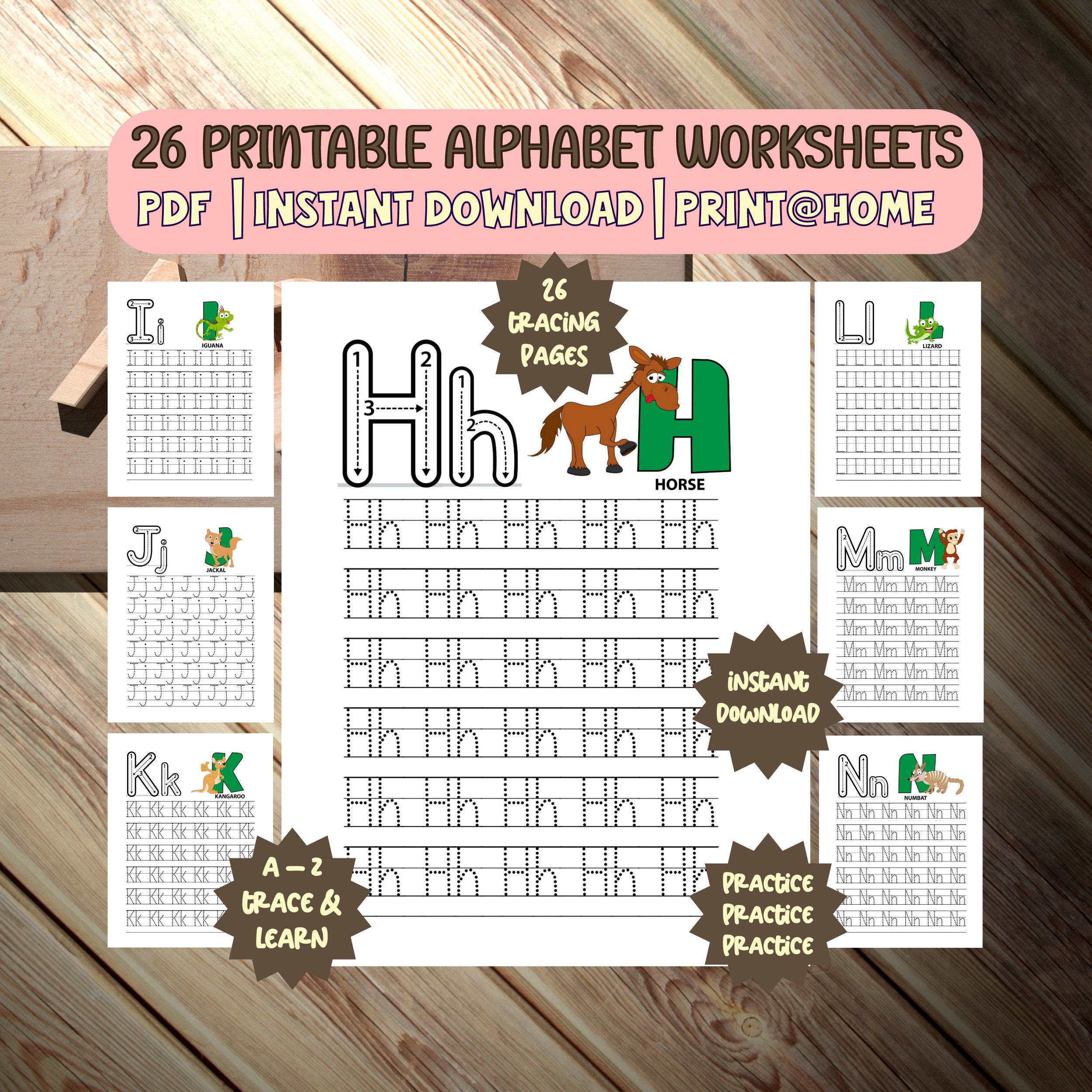 26 Alphabet Worksheets| Handwriting Practice| ABC Trace & Write ...