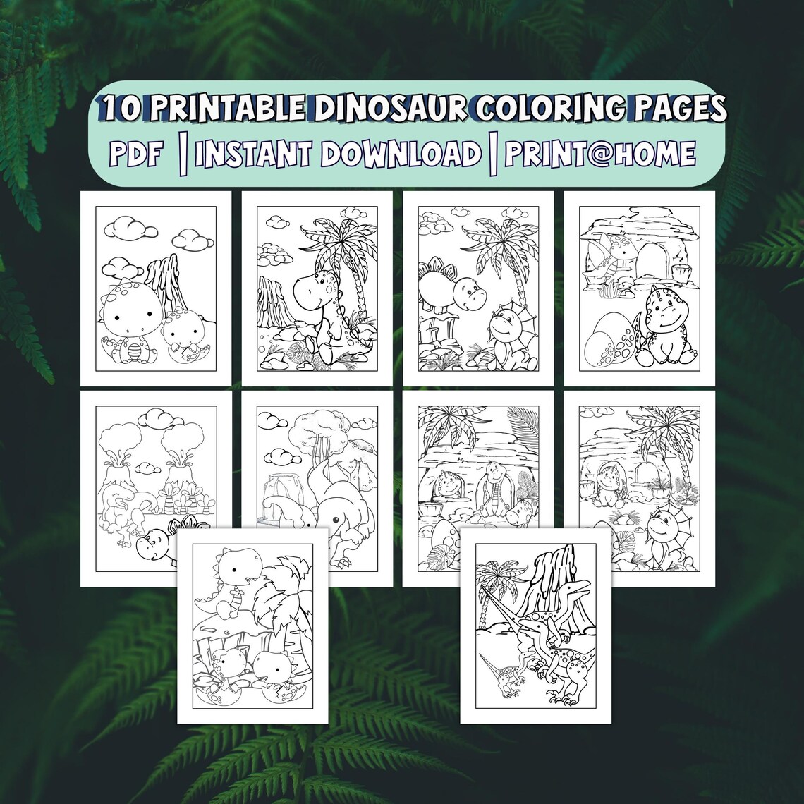 10 Dinosaur Coloring Pages for Kids Age 4-10, Preschool, Kindergarten ...