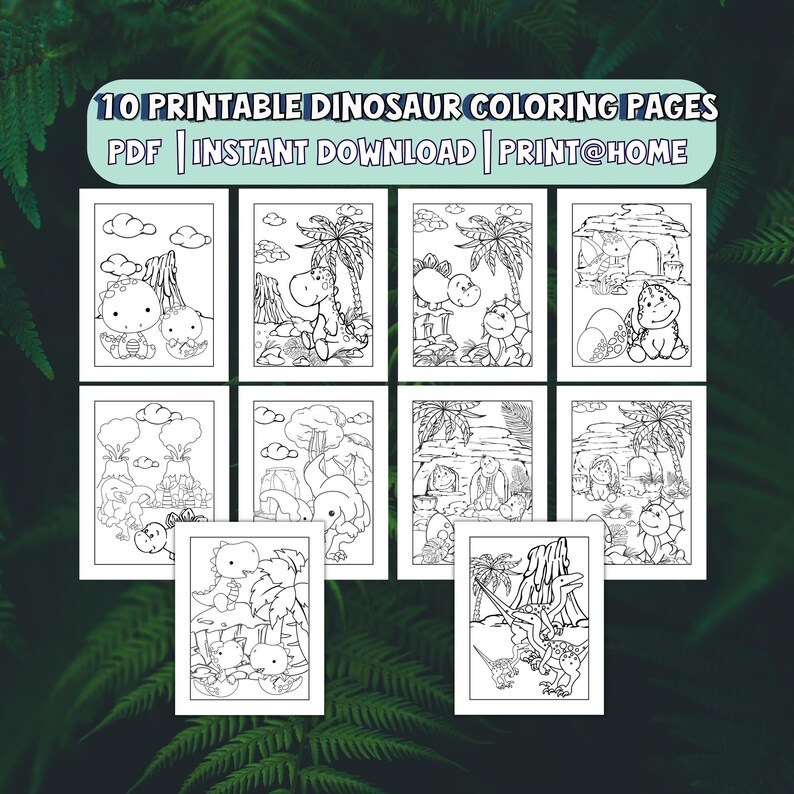 10 Dinosaur Coloring Pages for Kids Age 4-10, Preschool, Kindergarten ...