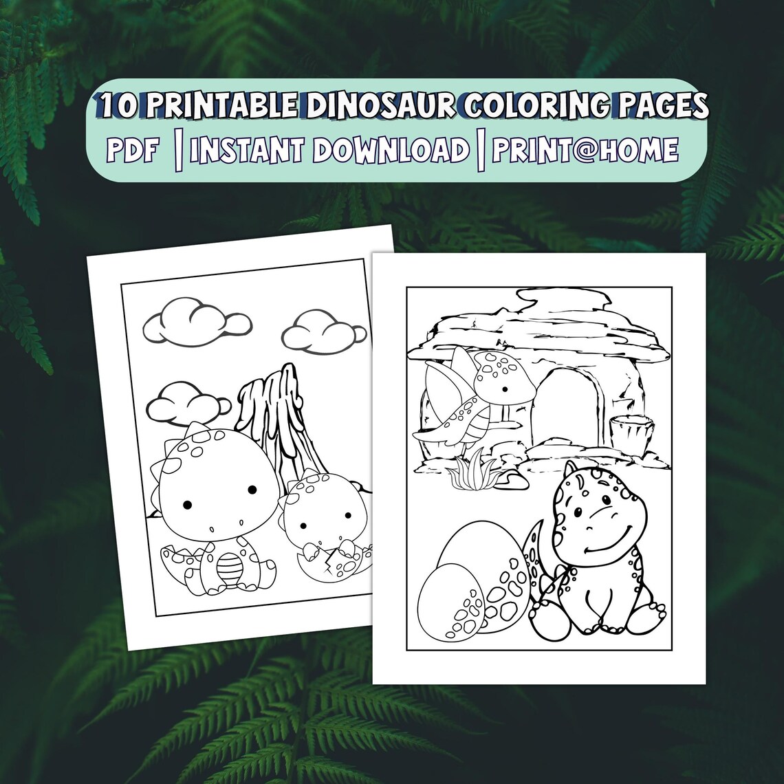 10 Dinosaur Coloring Pages for Kids Age 4-10, Preschool, Kindergarten ...