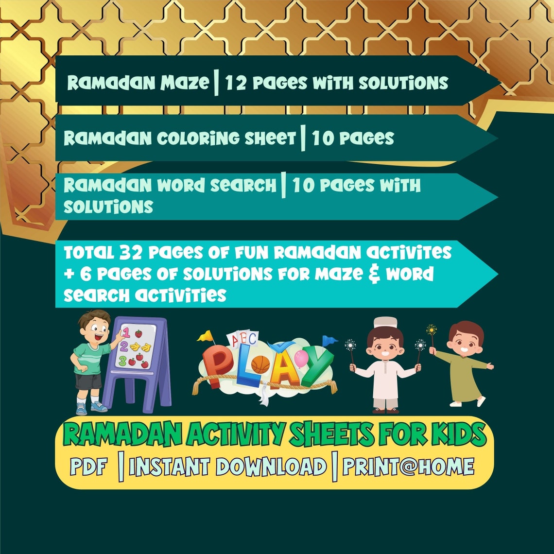 Ramadan Activity Book, Educational Ramadan Kids Activity, Printable ...