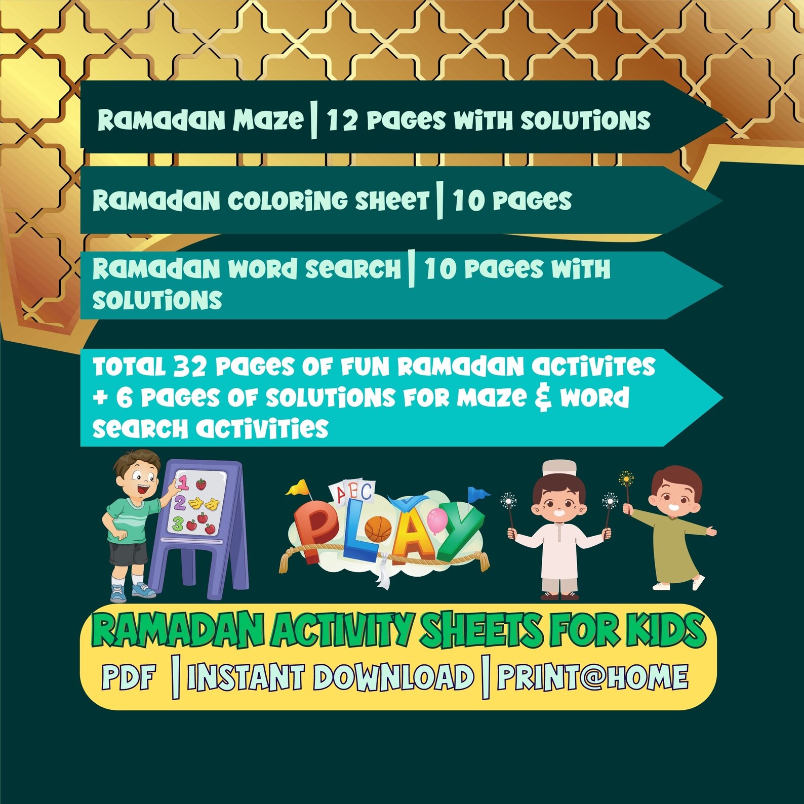 Ramadan Activity Book, Educational Ramadan Kids Activity, Printable ...