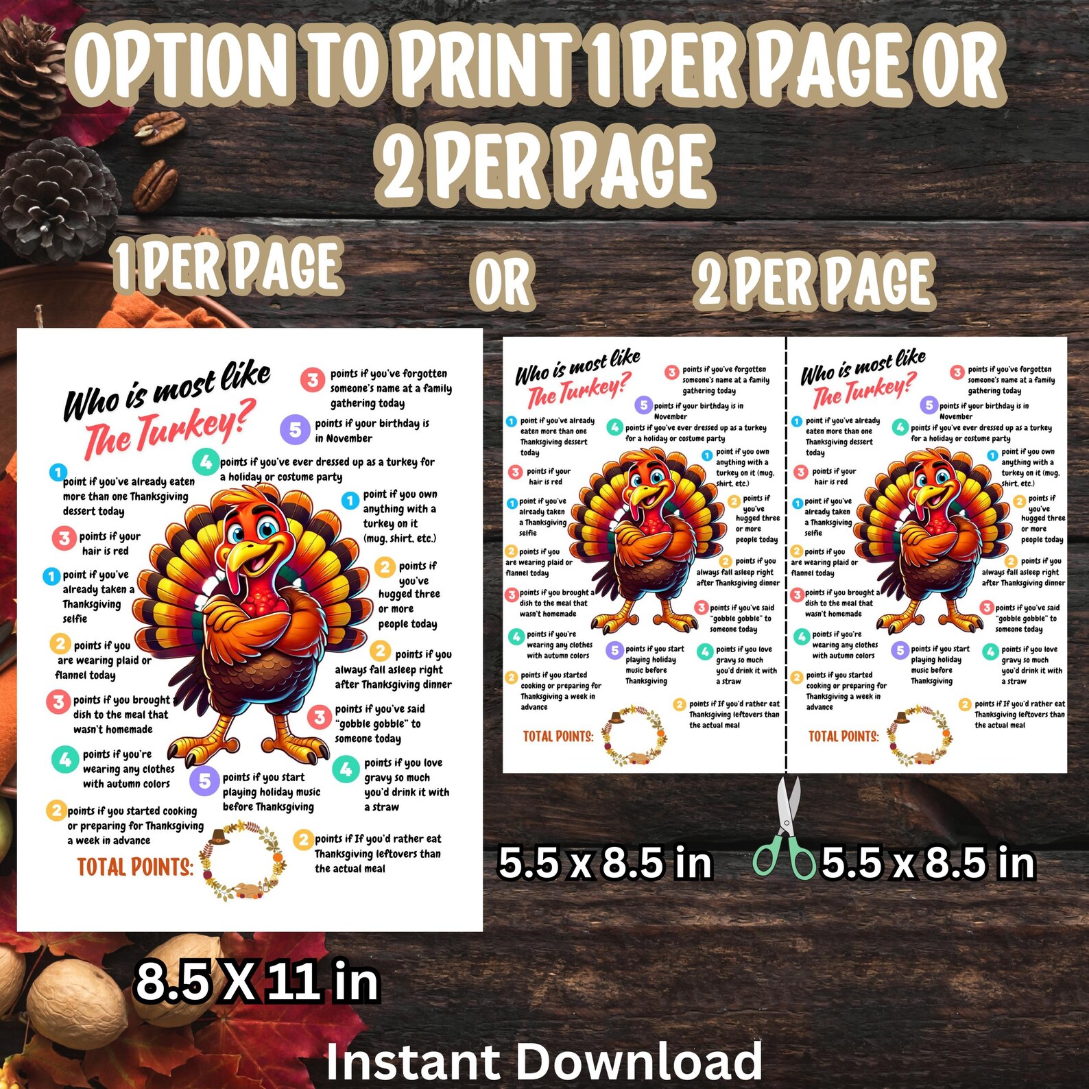 Who is Most Like the Turkey? Printable Thanksgiving Game, Family ...