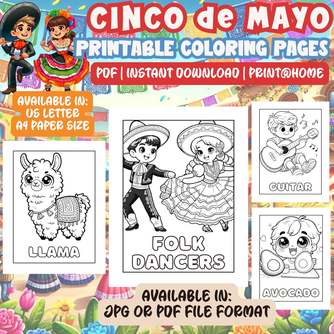 Cinco De Mayo Coloring Pages, Printable Mexican Coloring Pages, Kids ...