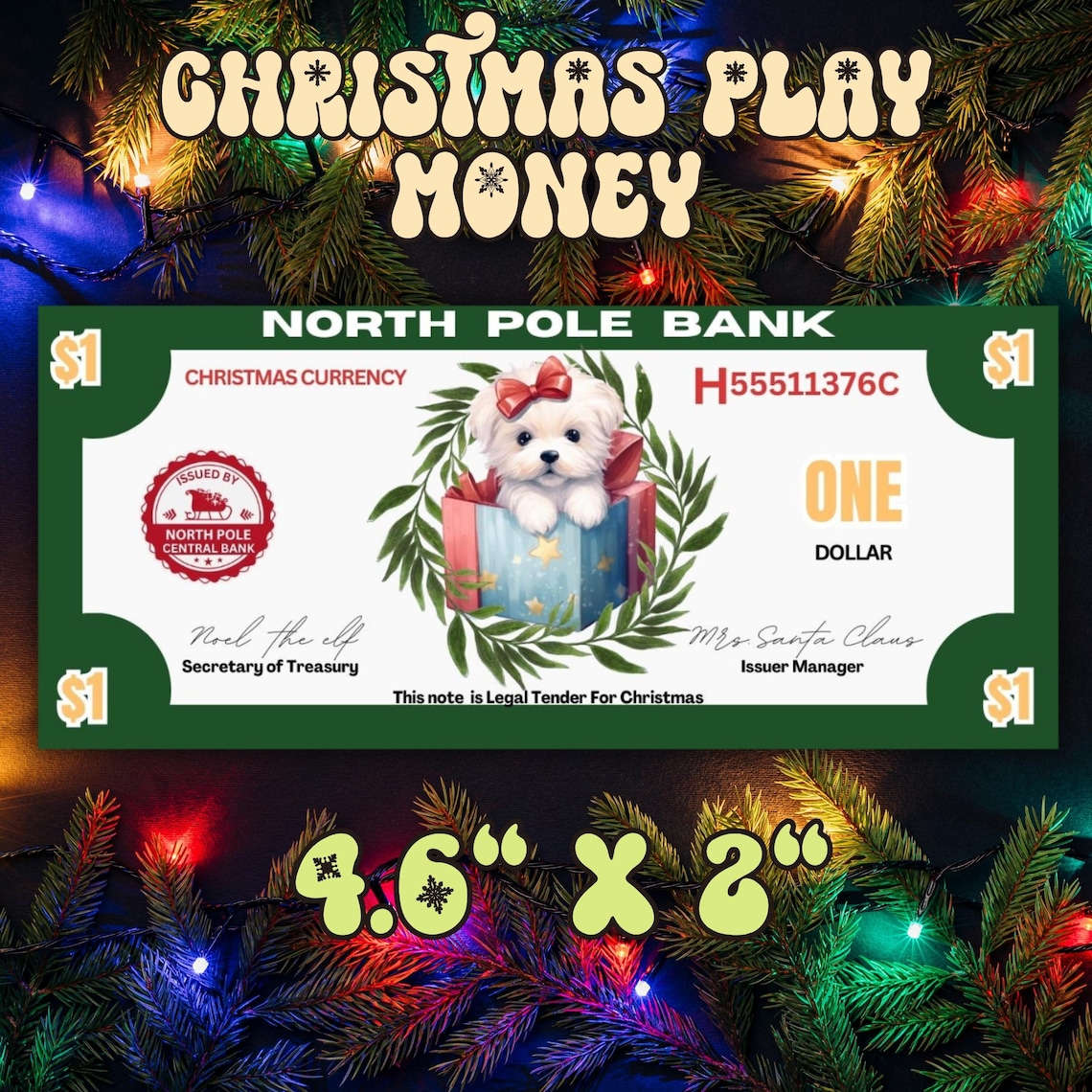 Printable Christmas Money, North Pole Play Money Notes, Kids Party ...