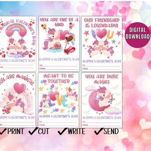Kids Printable Happy Valentines Day Card, Classroom Valentine Unicorn ...