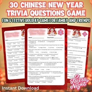 Chinese New Year Trivia Games, Fun Chinese New Year Printable Game ...