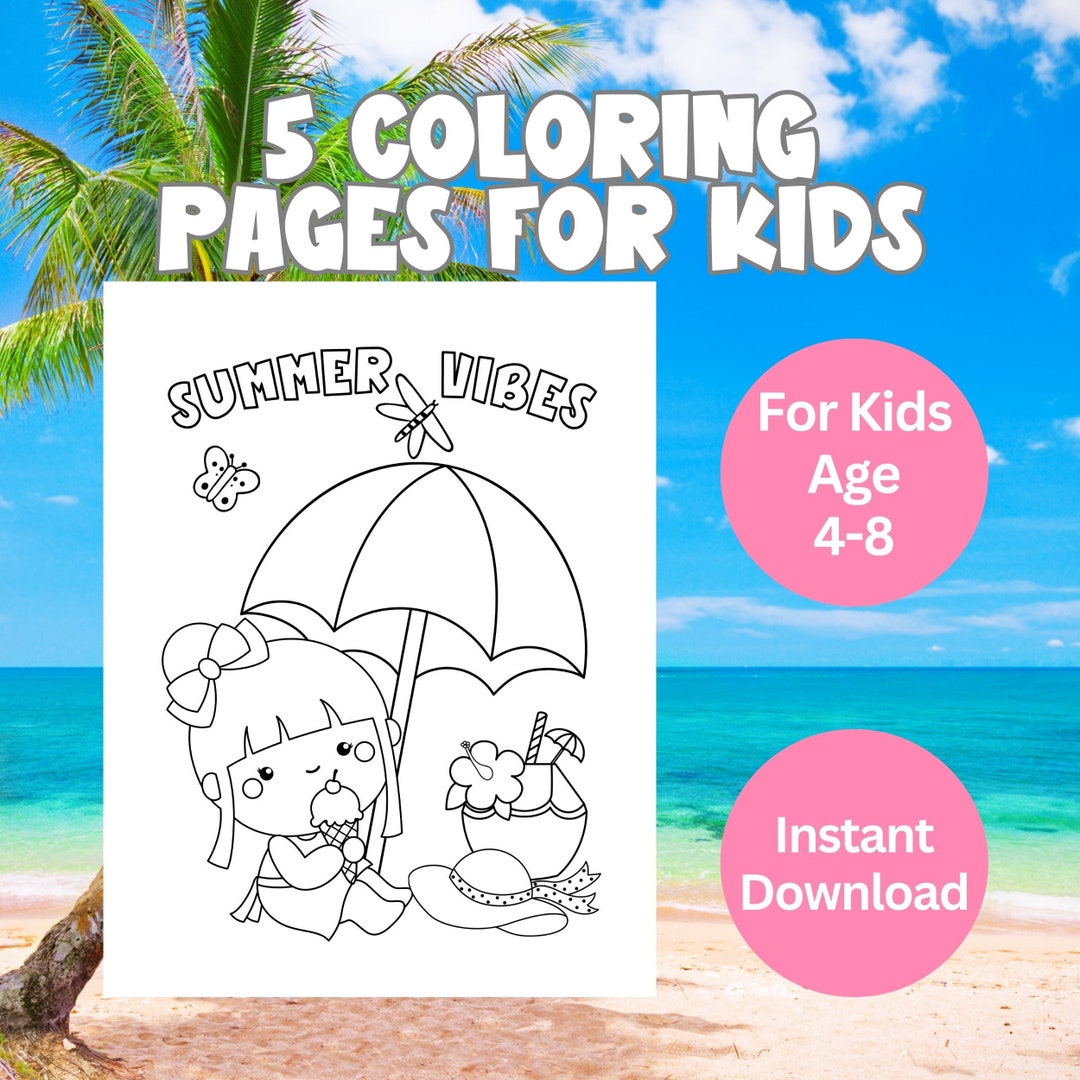 5 Summer Coloring Pages, Cute Summer Coloring Pages to Download and ...