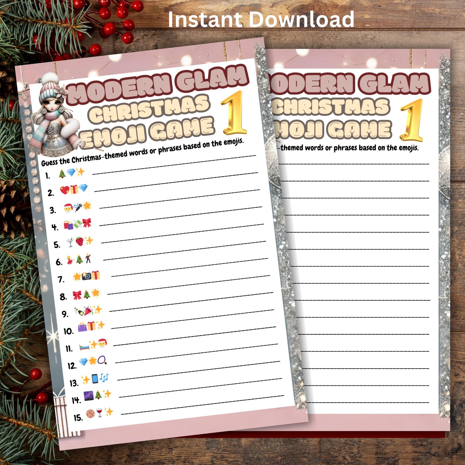 Modern Glam Christmas Emoji Game, Christmas Emoji Pictionary Game ...