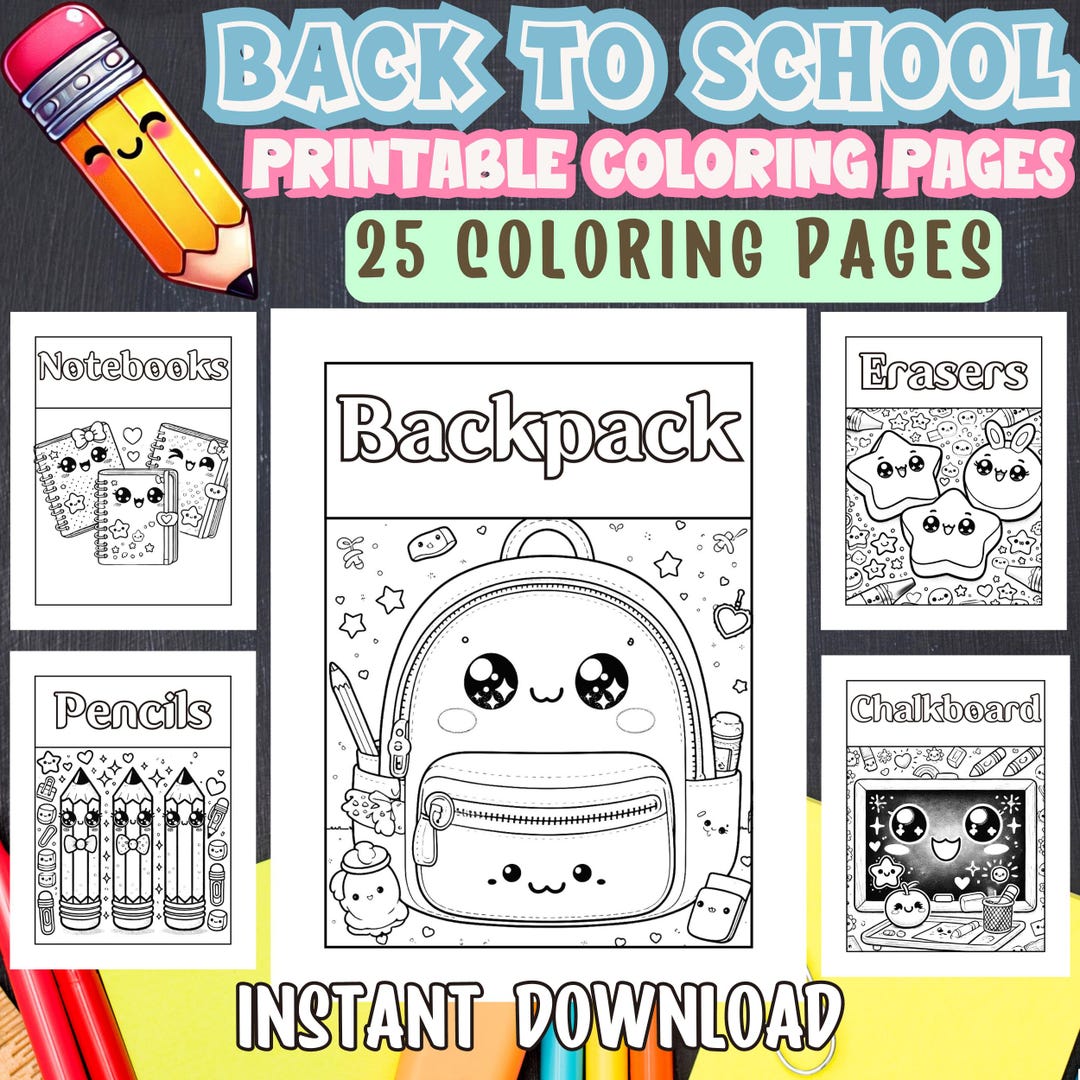 Back to School Coloring Pages, Printable Coloring for Kids, Back to ...