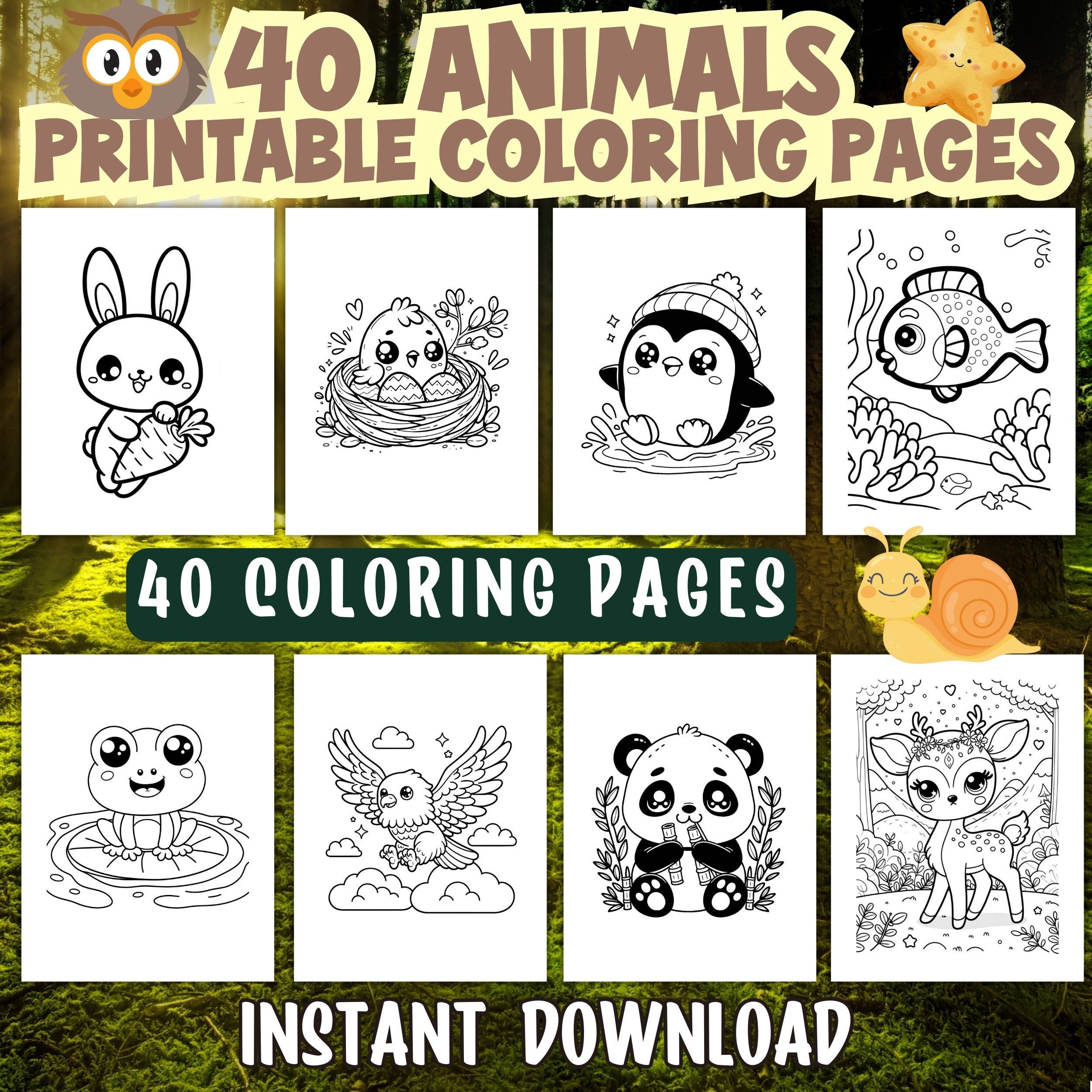 40 Animals Printable Coloring Pages, Preschool Coloring Pages ...