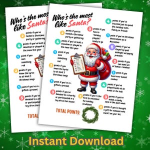 Who is Most Like Santa? Printable Christmas Game, Family Christmas Game ...