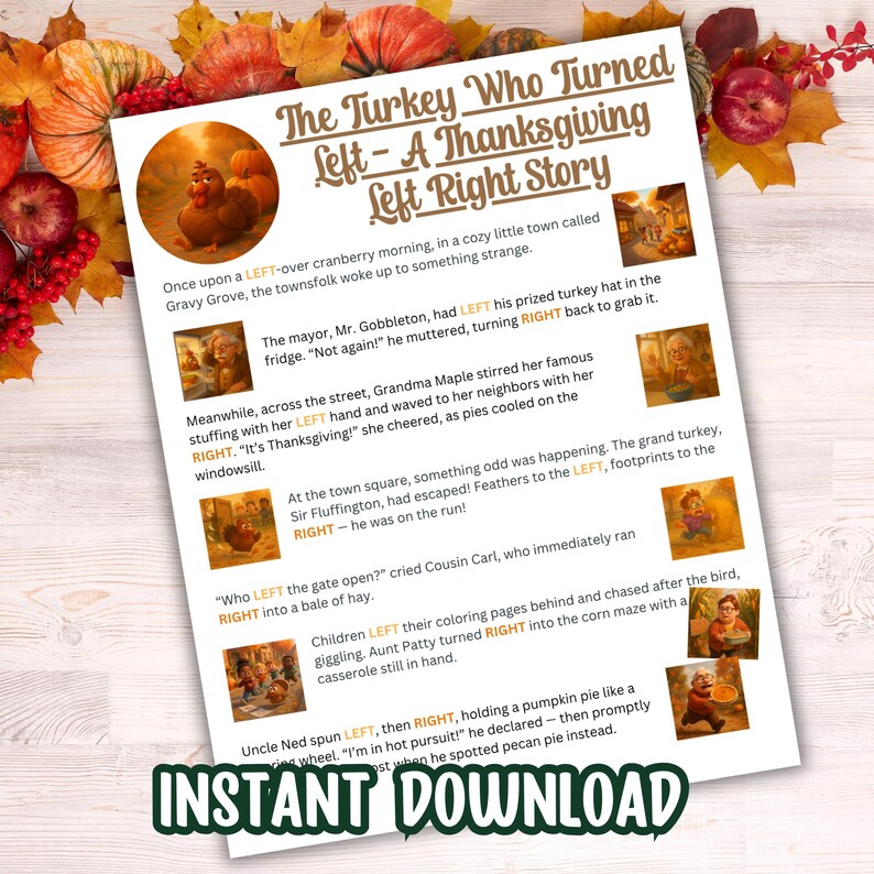 The Turkey Who Turned Left – A Thanksgiving Left Right Story Game ...
