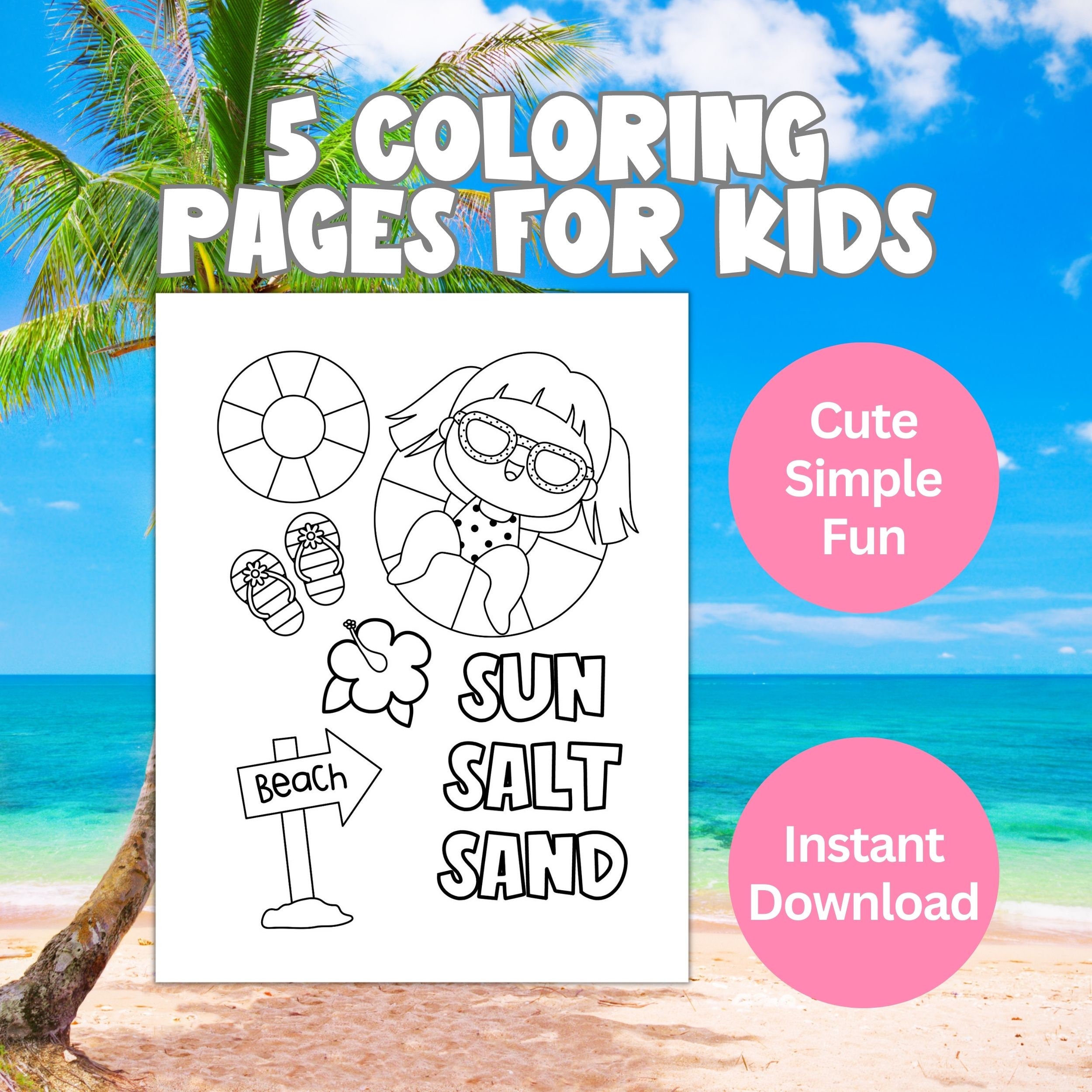5 Summer Coloring Pages, Cute Summer Coloring Pages to Download and ...