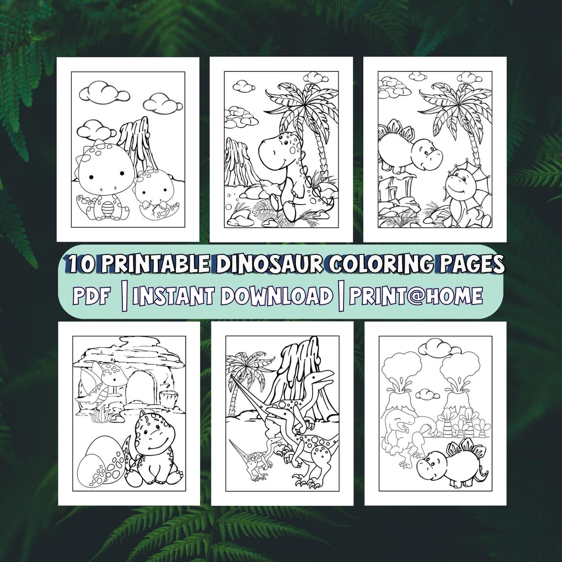10 Dinosaur Coloring Pages for Kids Age 4-10, Preschool, Kindergarten ...