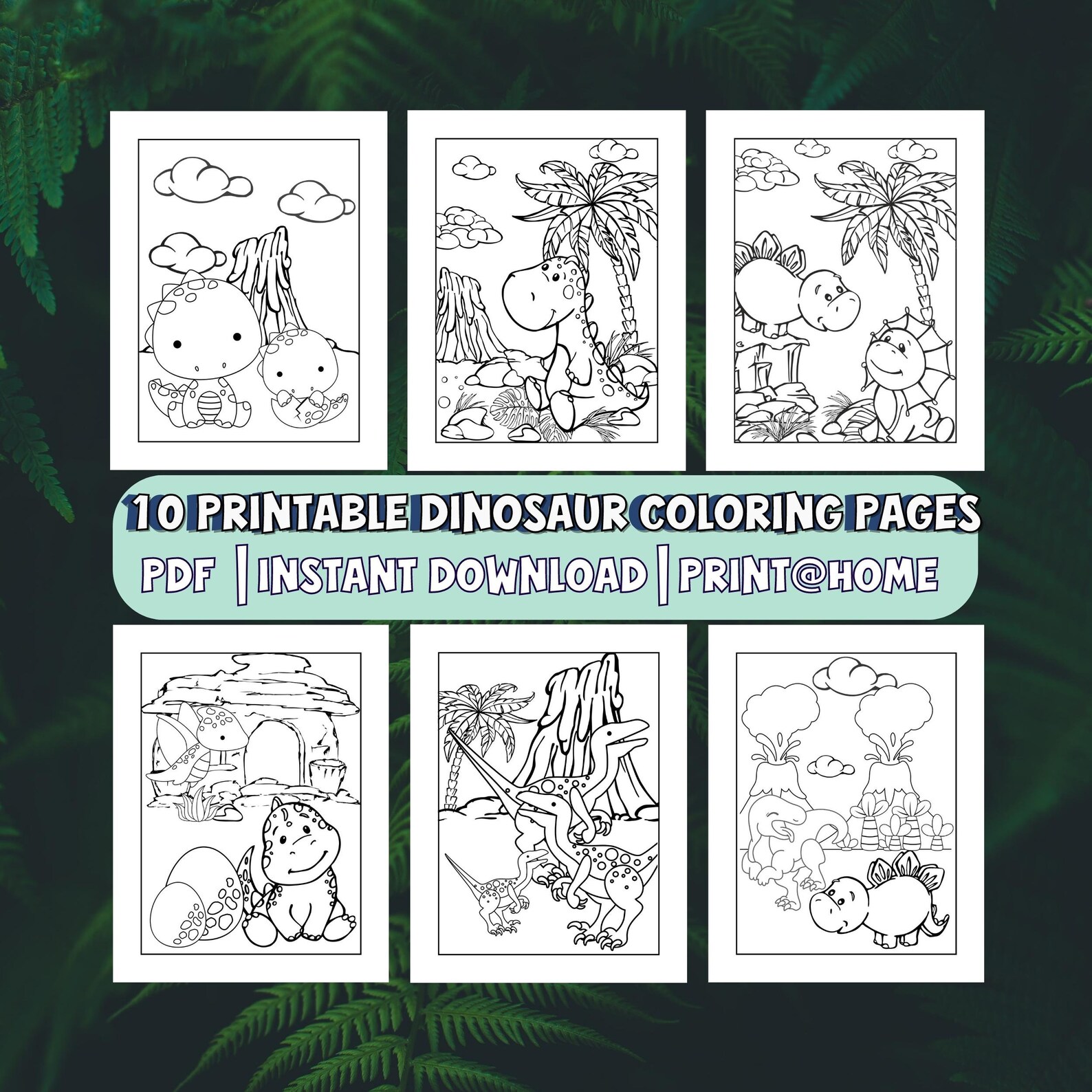10 Dinosaur Coloring Pages for Kids Age 4-10, Preschool, Kindergarten ...