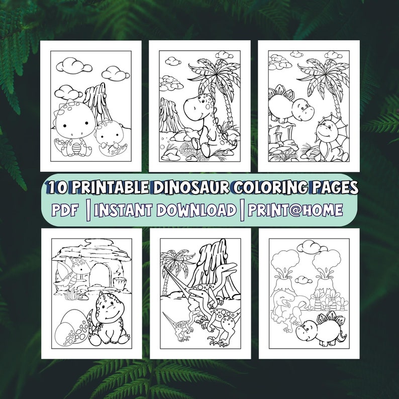 10 Dinosaur Coloring Pages for Kids Age 4-10, Preschool, Kindergarten ...