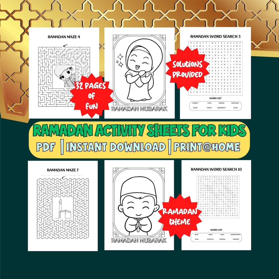 Ramadan Activity Book, Educational Ramadan Kids Activity, Printable ...