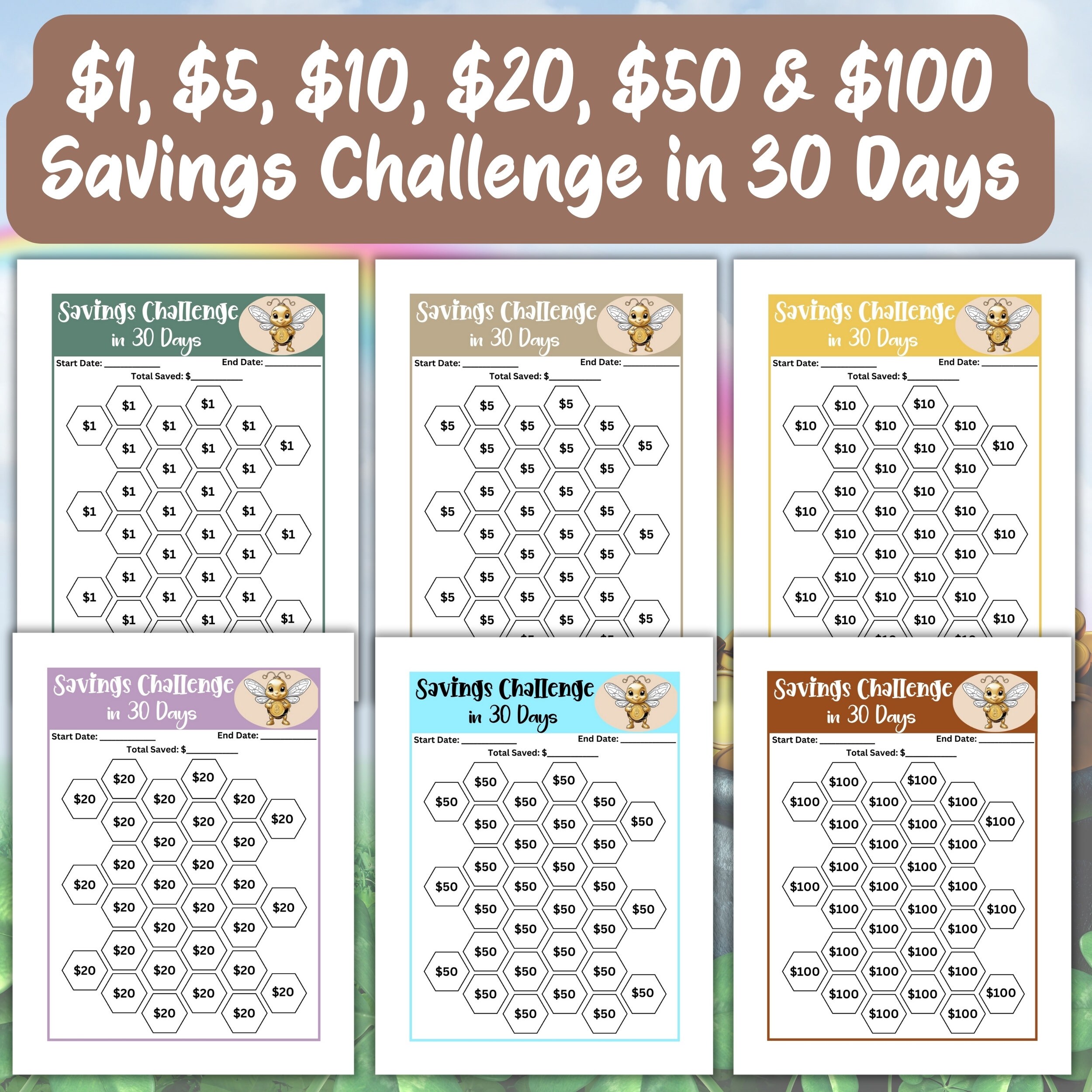 30 Days Savings Challenge Tracker Printable, Saving Money Tracker in 30 ...