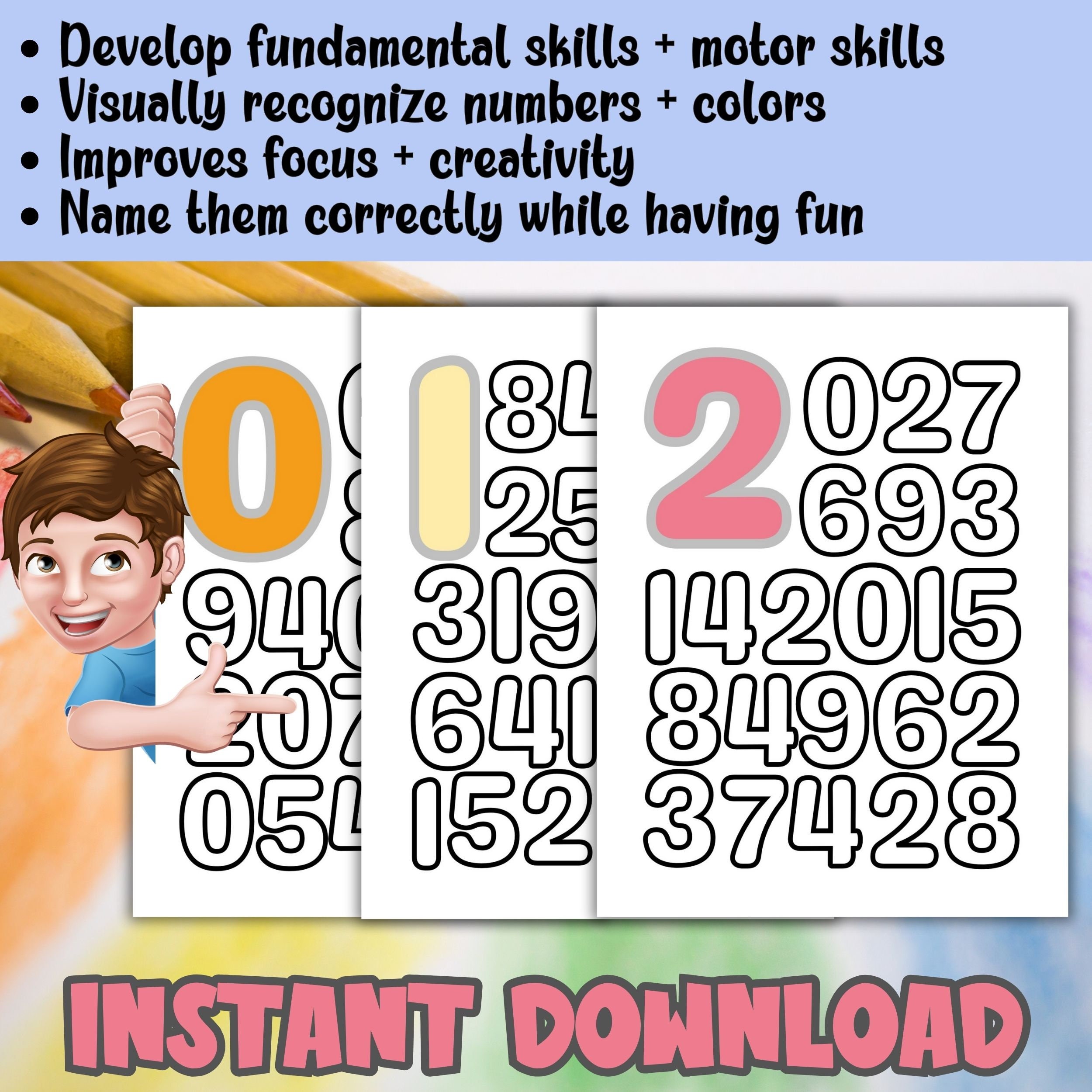 Scrambled Numbers, Learning Numbers 0-9 Activity Coloring Page, Jumbo ...