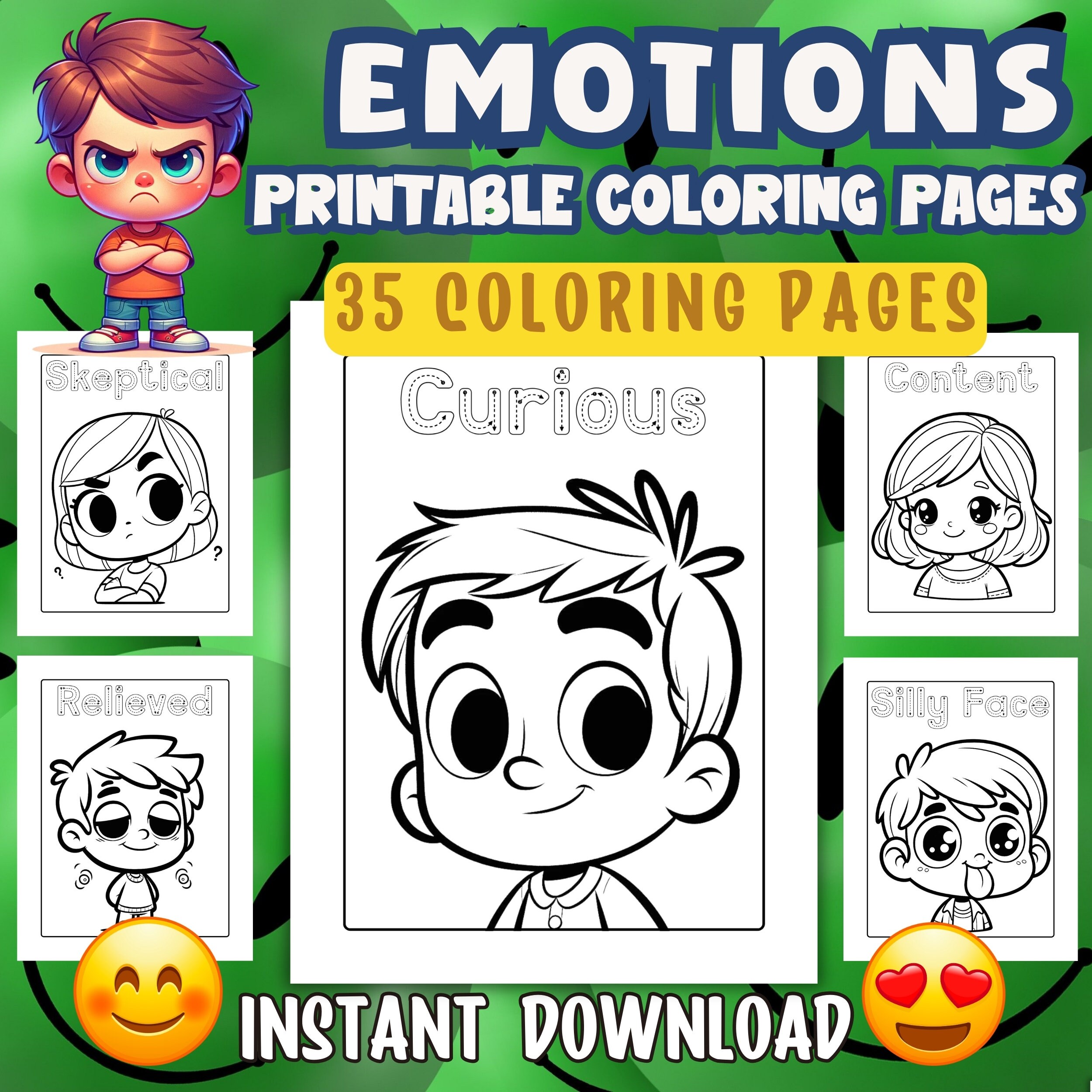Emotions Coloring Pages, Feelings, Facials Printable Coloring Pages ...