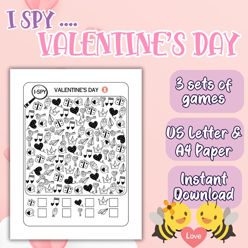 I-spy Valentine's Day, I Spy Worksheet Activities, Find, Color and ...