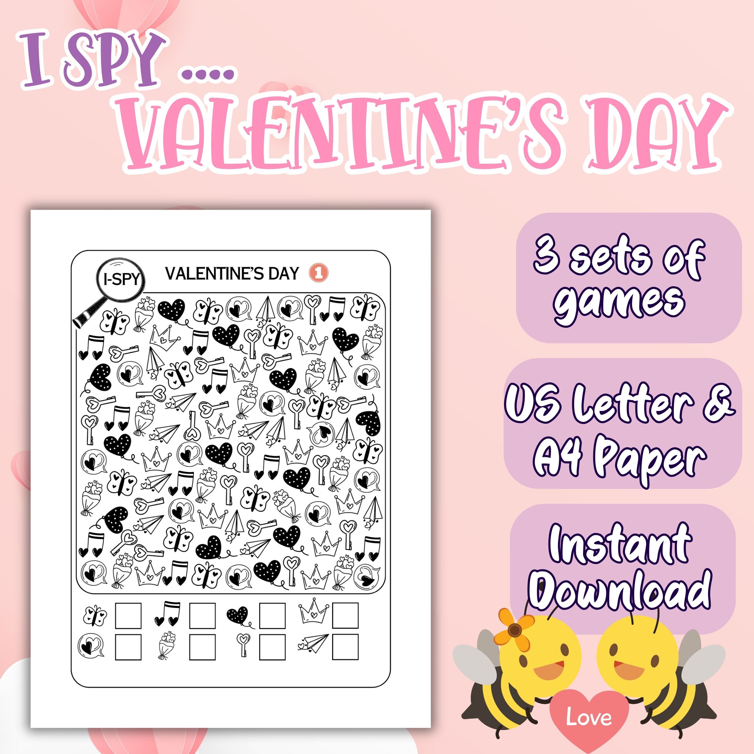 I-spy Valentine's Day, I Spy Worksheet Activities, Find, Color and ...