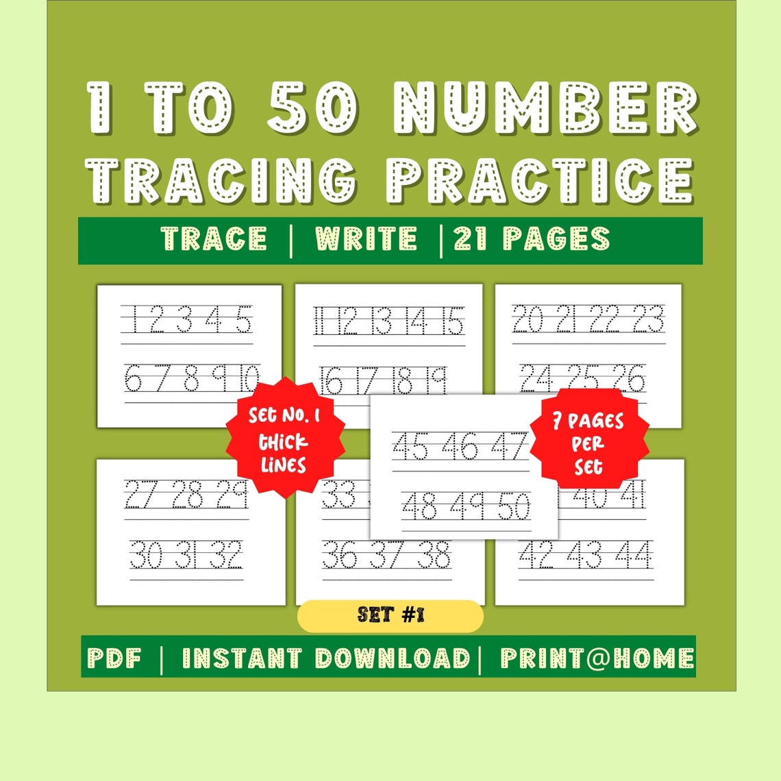 1 to 50 Number Tracing Practice, 123 Handwriting Exercise to Help Your ...