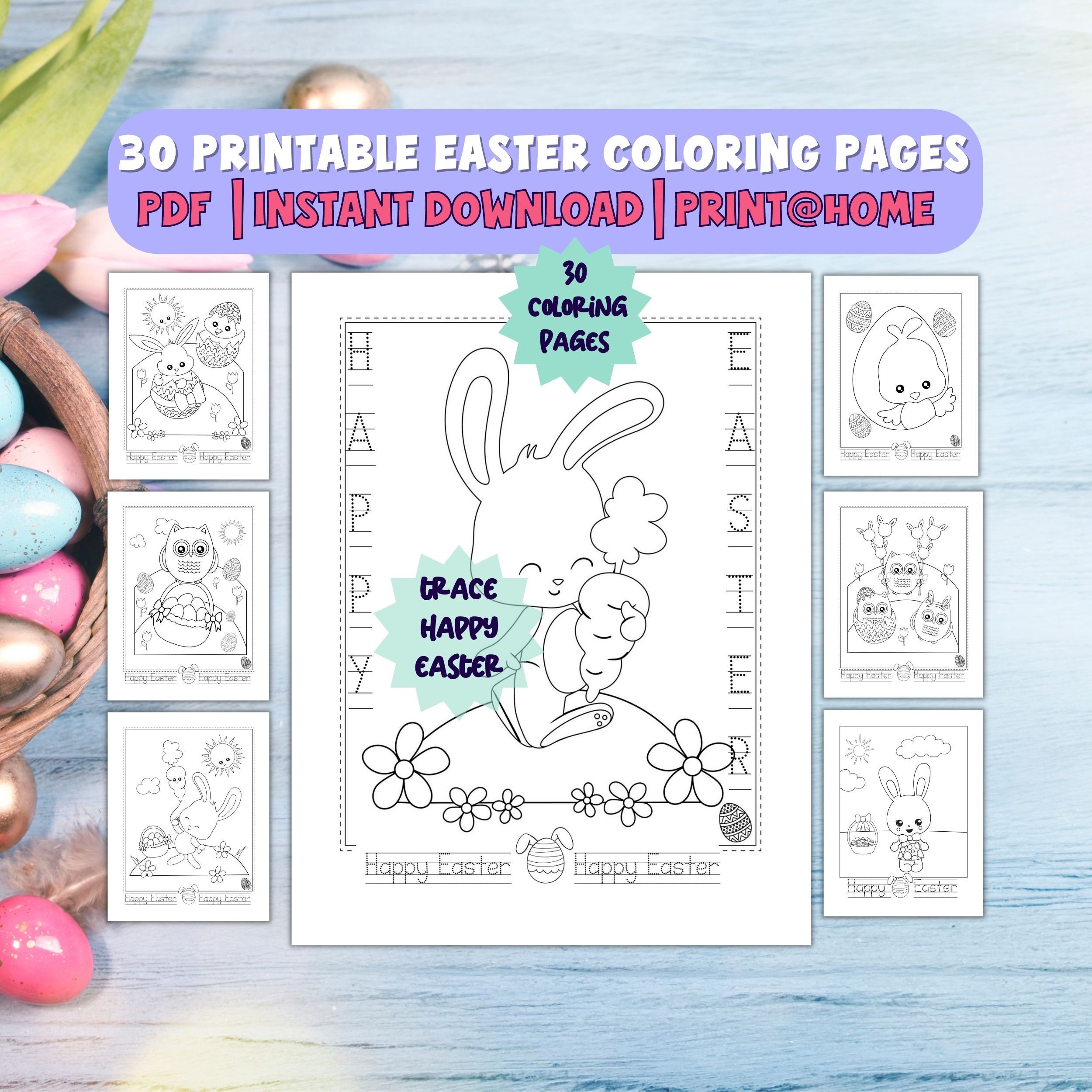 30 Easter Coloring Pages, Printable Easter Colouring Pages for Kids ...