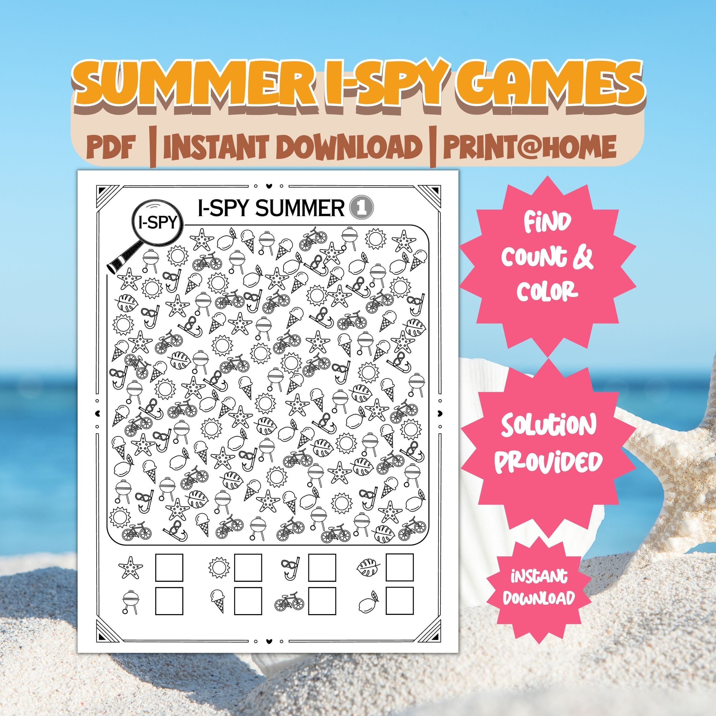 I-spy Summer, Summer Illustration Games, I Spy Worksheet Activities ...