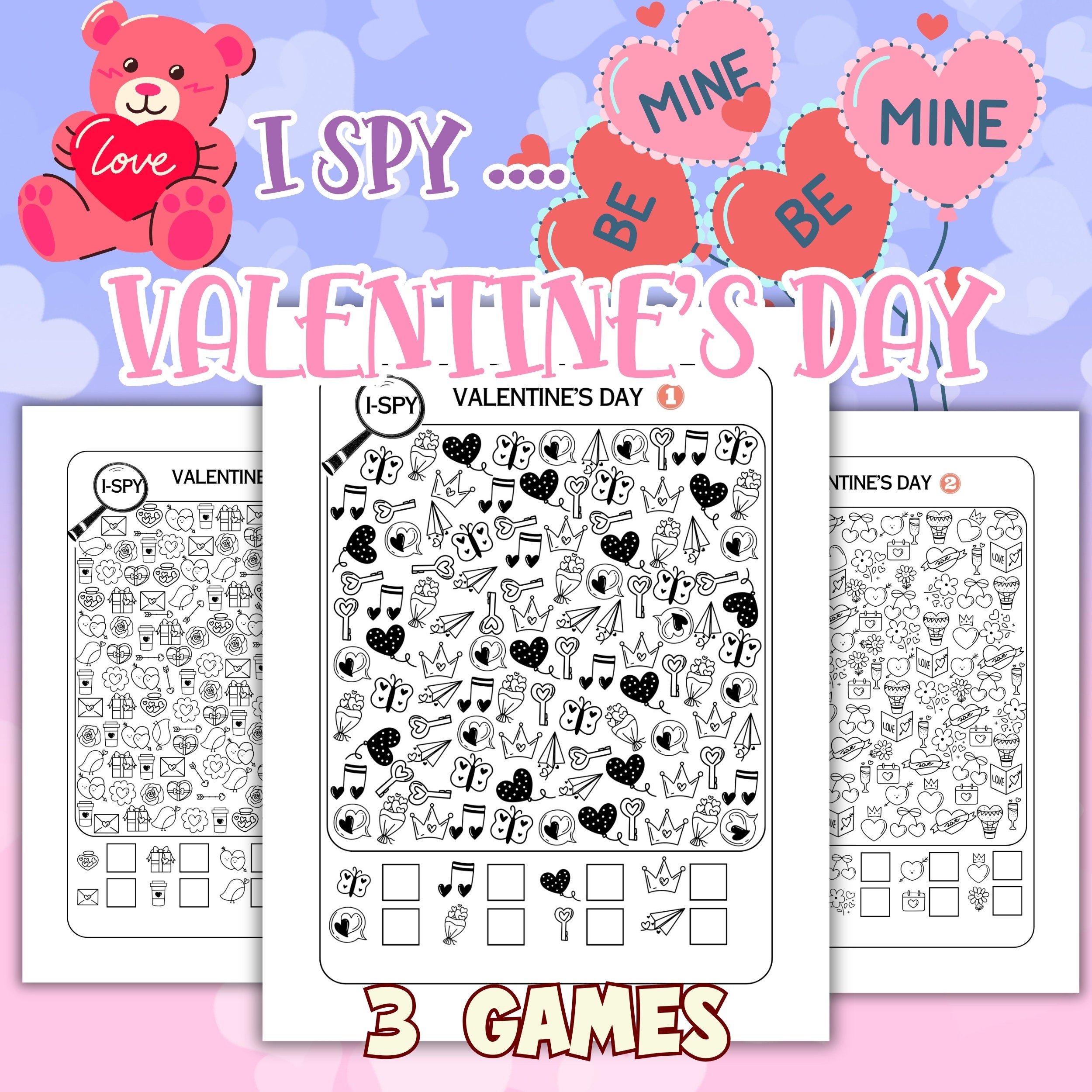 I-spy Valentine's Day, I Spy Worksheet Activities, Find, Color and ...