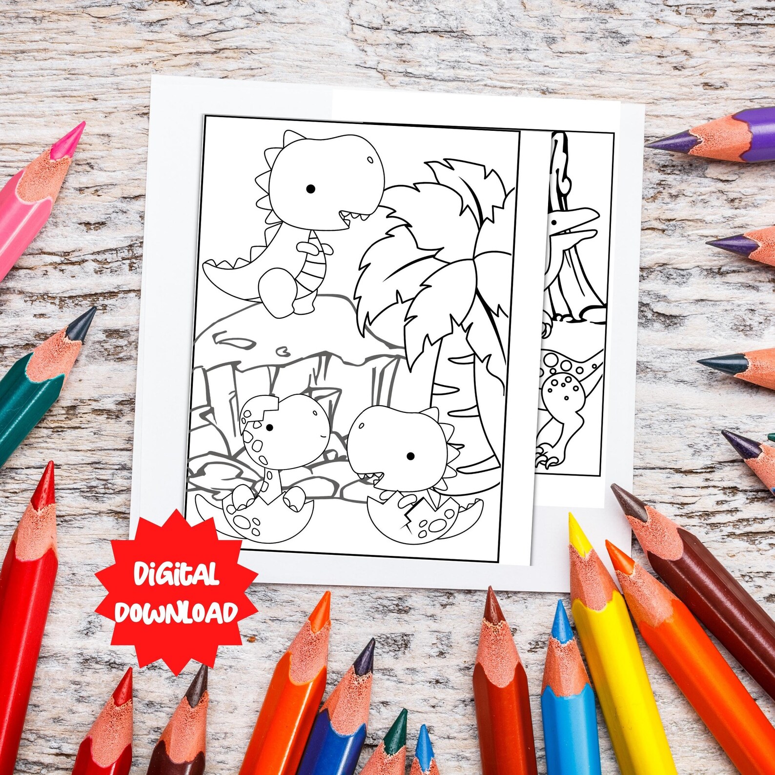 10 Dinosaur Coloring Pages for Kids Age 4-10, Preschool, Kindergarten ...