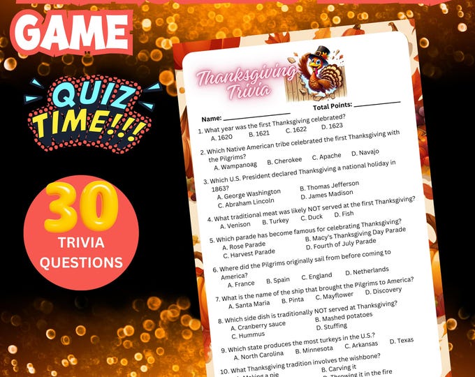 Turkey Trivia Game, Thanksgiving Party Game, Fall Trivia Game ...