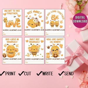 Kids Printable Happy Valentines Day Card, Classroom Valentine Bee Card ...