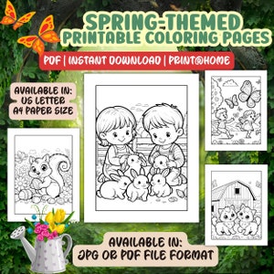 40 Spring Themed Coloring Pages, Spring PDF, Spring Printable, Spring ...
