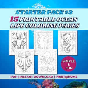 Starter Pack #3 - Printable Ocean Life Coloring Pages for Kids, Sea ...