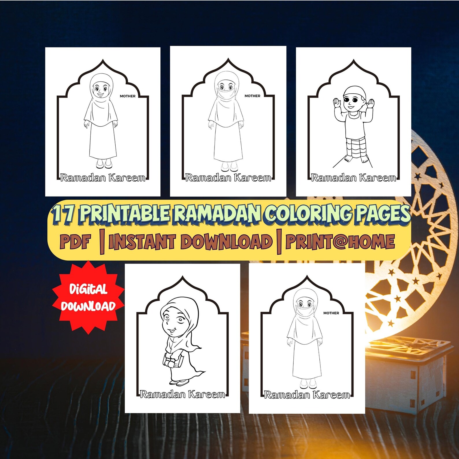 Ramadan and Eid Coloring Pages Printable Digital Download File, Kids ...