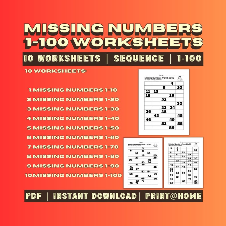 10 Printable Missing Numbers Worksheets, Missing Numbers Practice ...