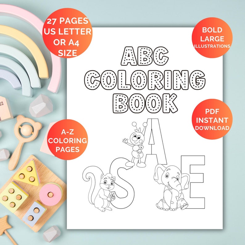 27 Printable ABC Coloring Book Worksheets, Montessori, Preschool ...